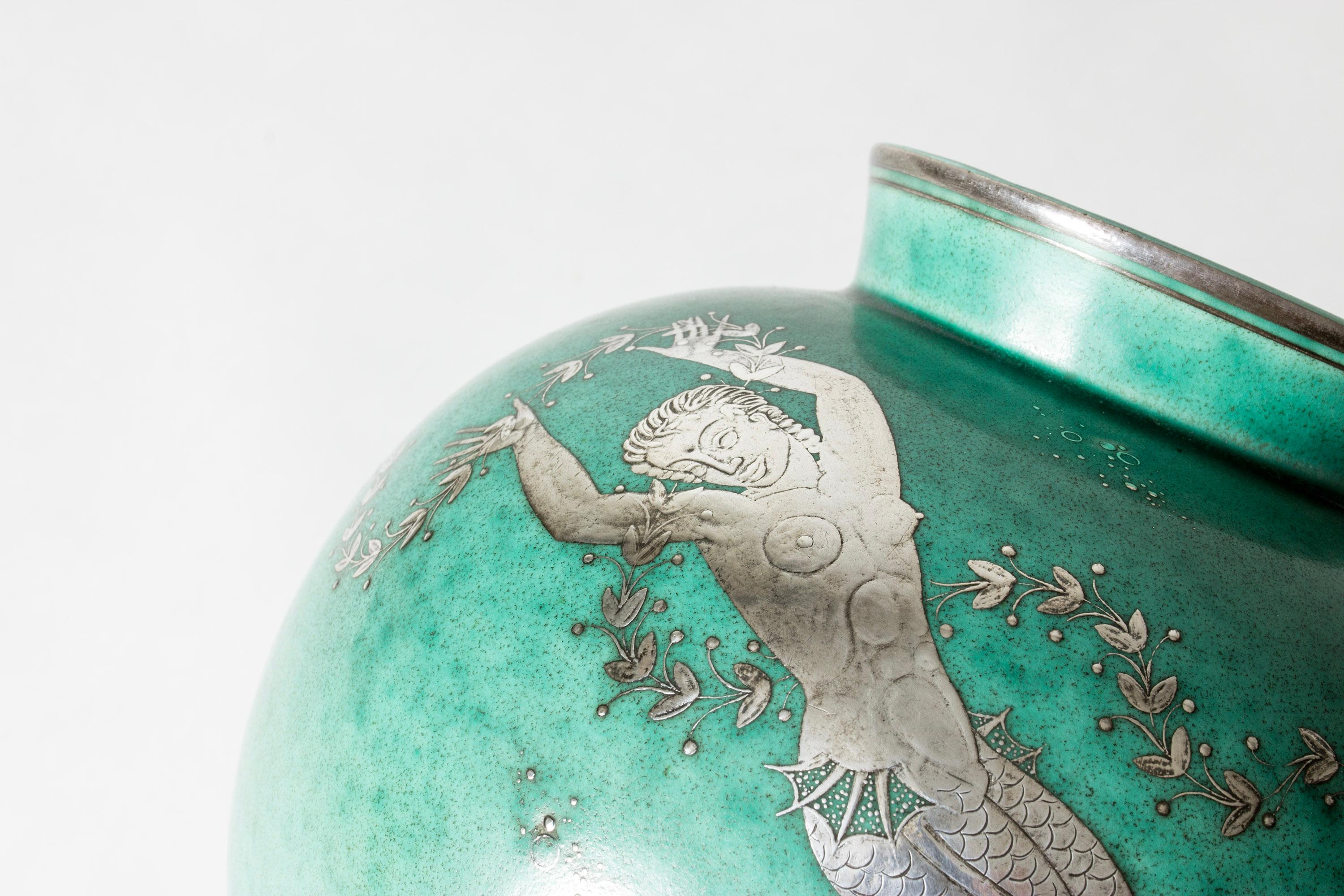 Midcentury Stoneware “Argenta” Vase by Wilhelm Kåge, Gustavsberg ...