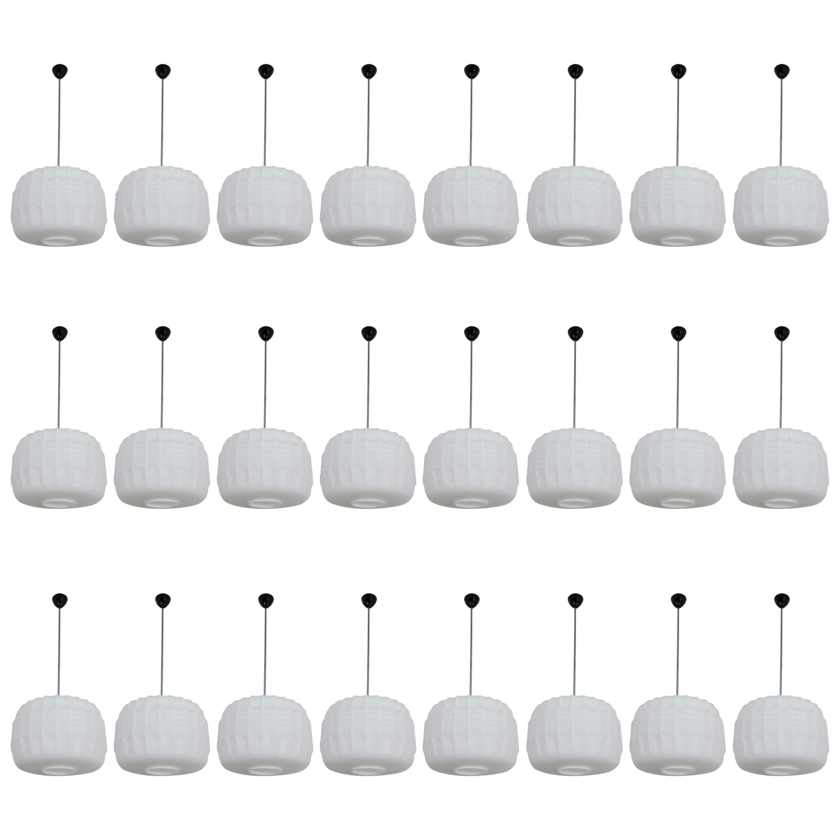 Large Set of Midcentury Opaline Glass Pendants, Europe, 1960s For Sale ...