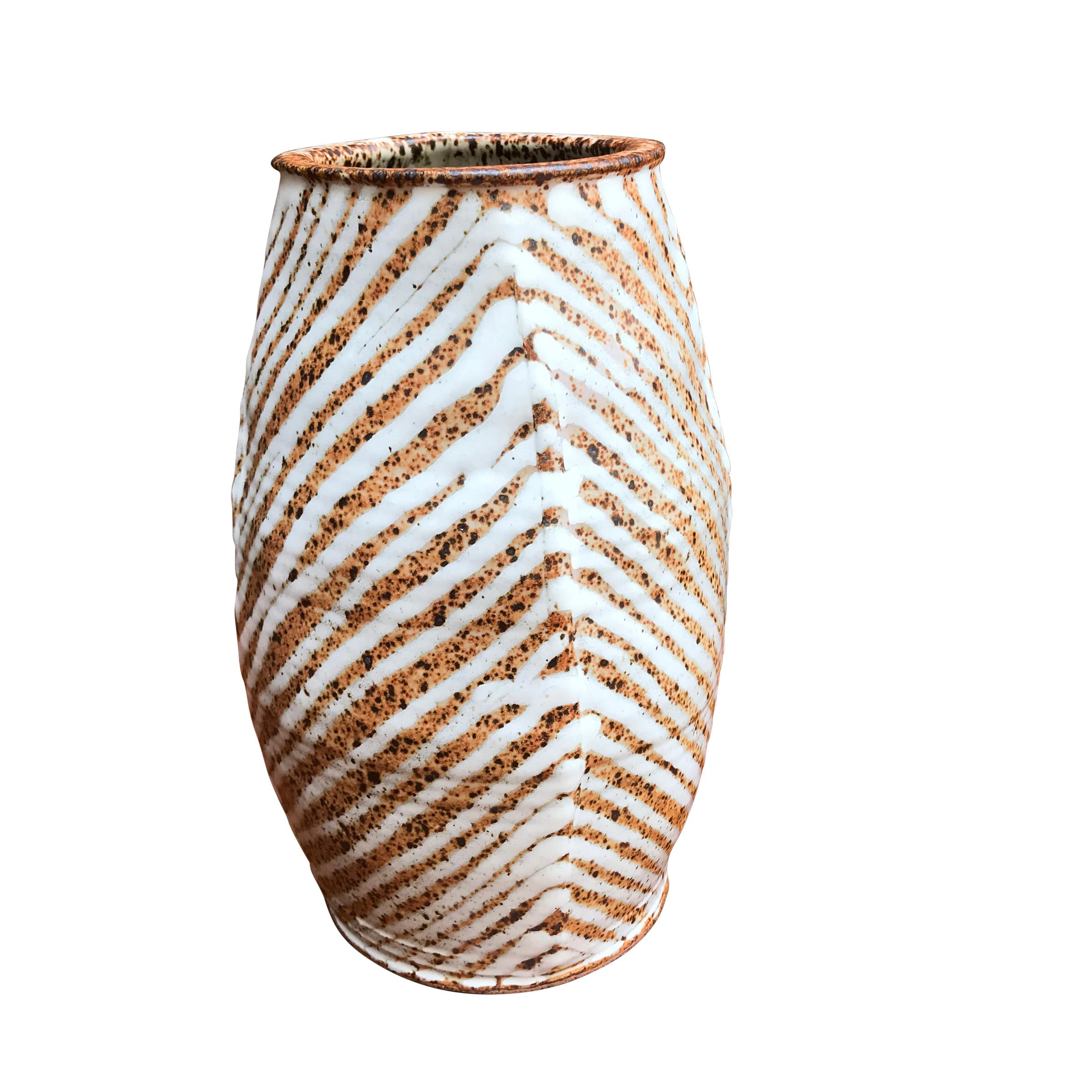 Midcentury Studio Pottery "Zebra" Vase at 1stDibs | zebra vases and bowls