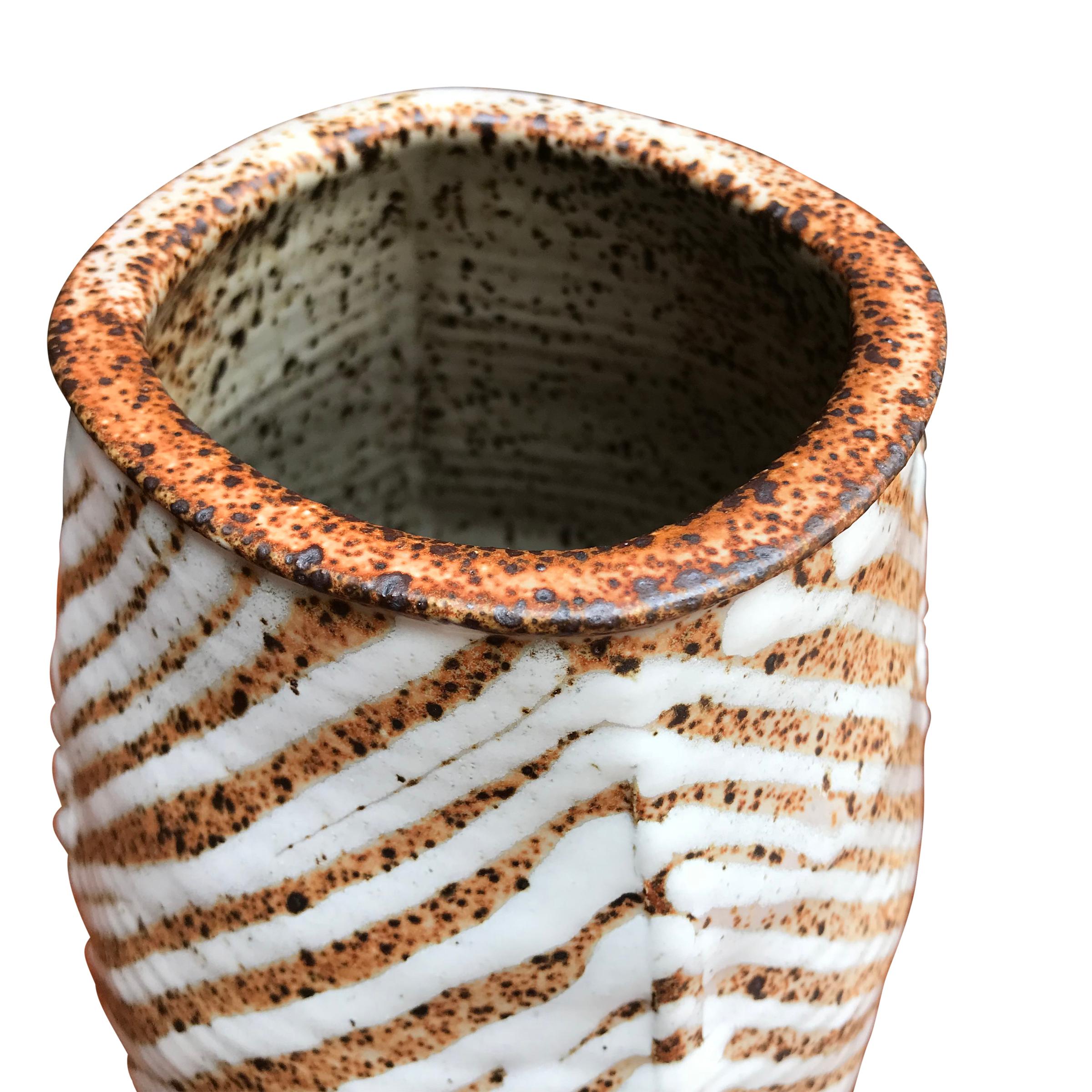 Midcentury Studio Pottery "Zebra" Vase at 1stDibs | zebra vases and bowls