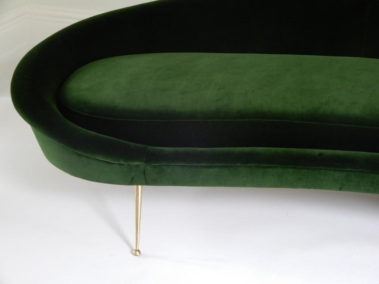 Midcentury Style Italian Curved Green Velvet Sofa at 1stDibs