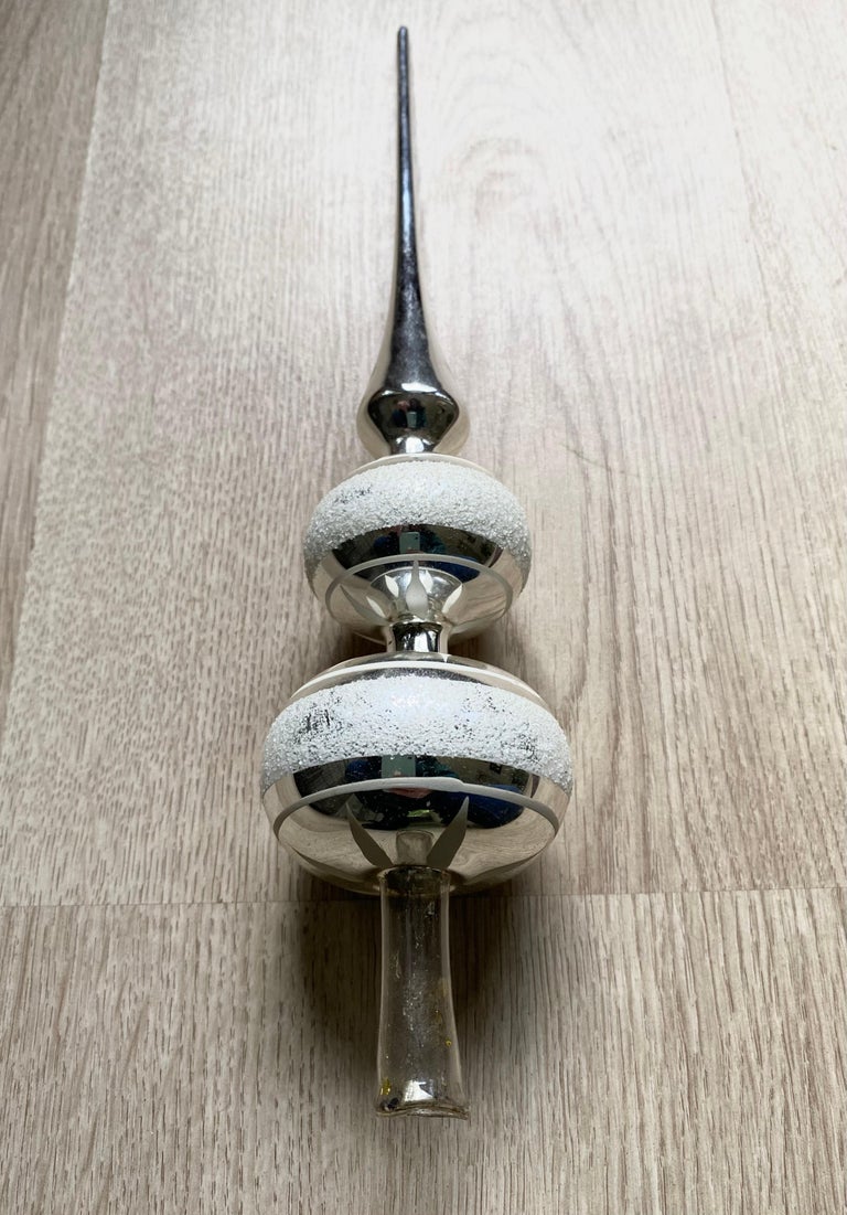Midcentury Sugared Silver Christmas Topper For Sale at 1stDibs