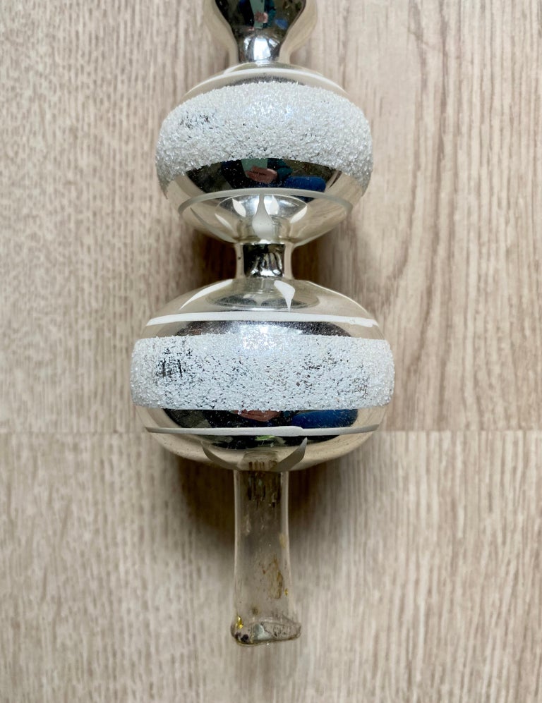 Midcentury Sugared Silver Christmas Topper For Sale at 1stDibs
