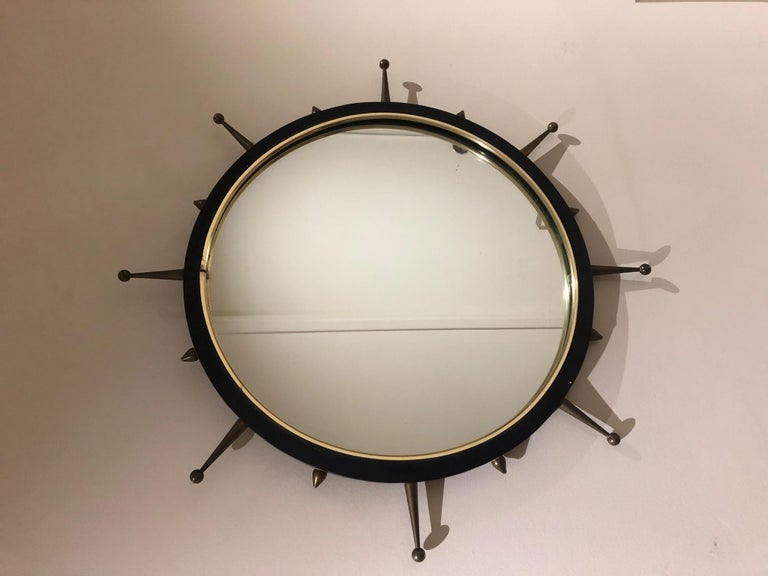 Midcentury Sunburst Mirror with Spikes For Sale at 1stDibs