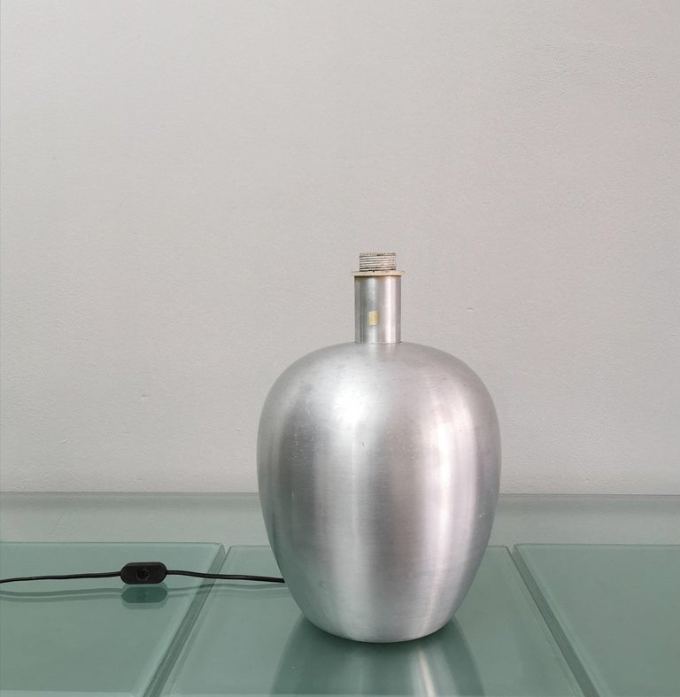 Midcentury Table lamp Fabric Brushed Aluminum Italian Design 1970s For ...