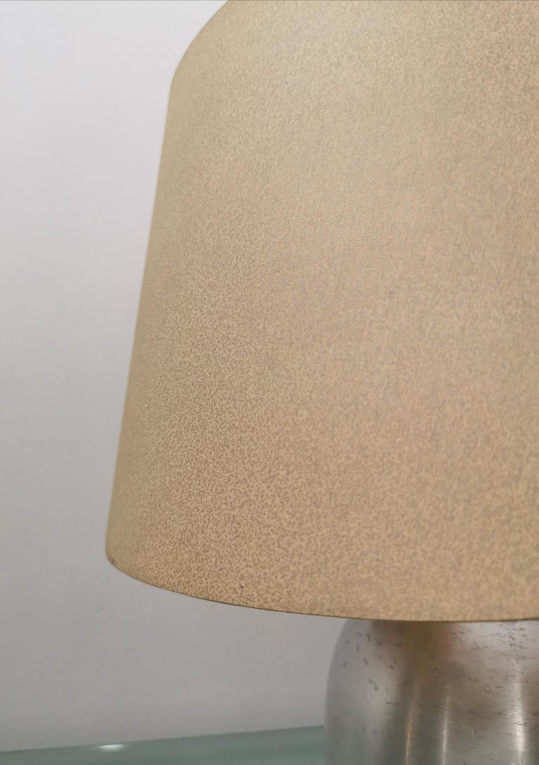 Midcentury Table lamp Fabric Brushed Aluminum Italian Design 1970s For ...
