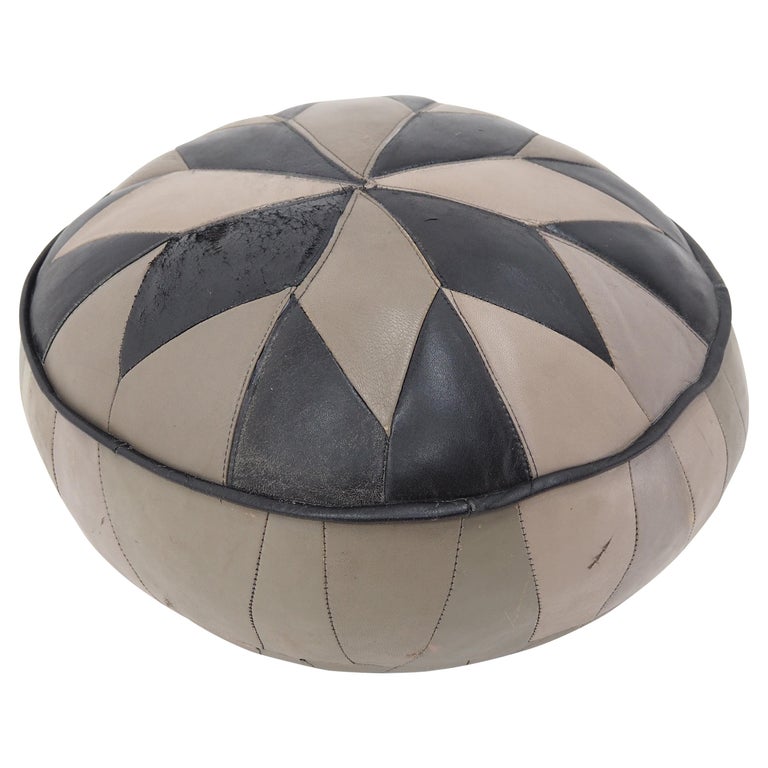 Midcentury Tabouret, Footstool, Round Pouf, Pillow, Czechoslovakia ...