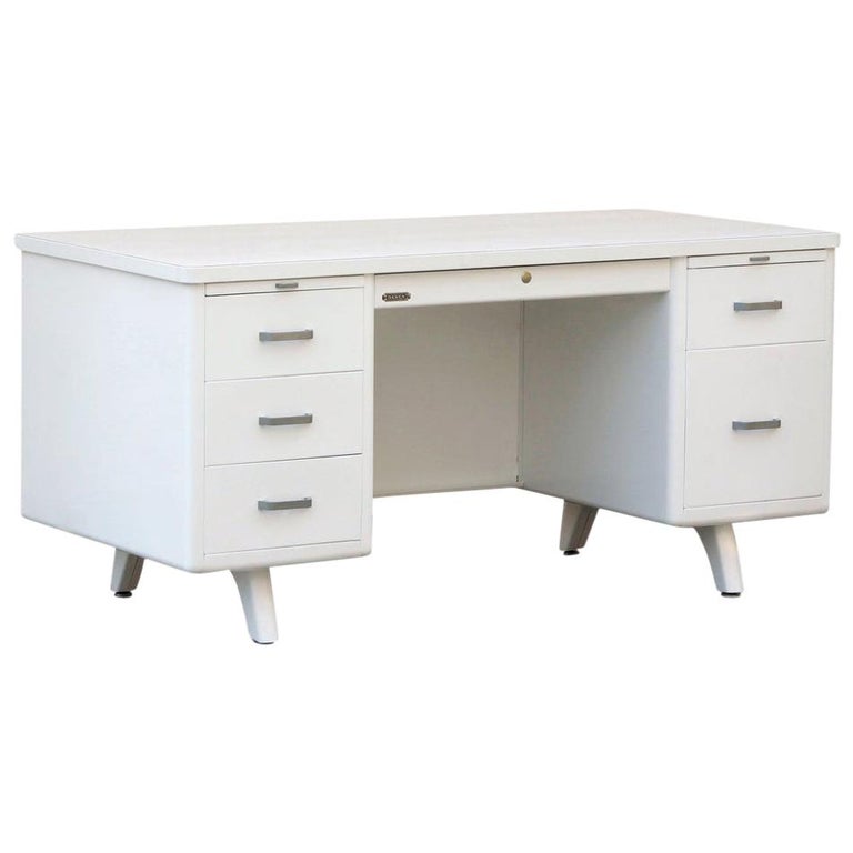 Midcentury Tanker Desk Custom Refinished in White For Sale at 1stDibs ...