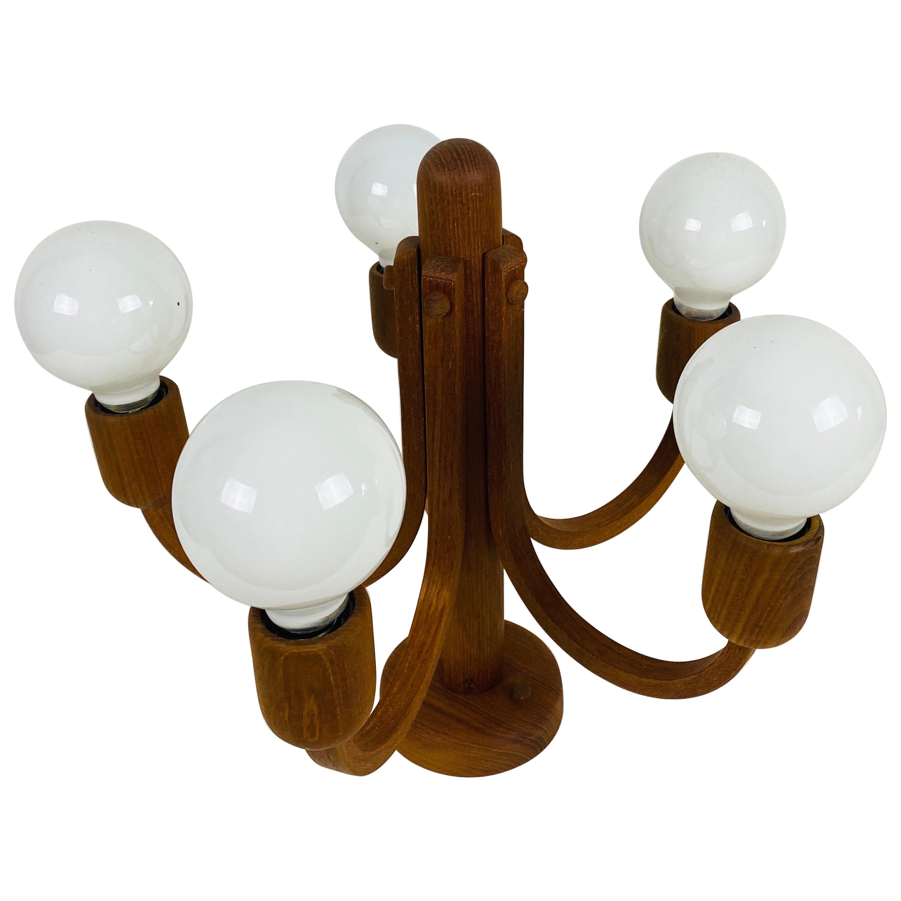 Midcentury Teak Pendant Lamp with 3 Arms by Domus, 1960s at 1stDibs