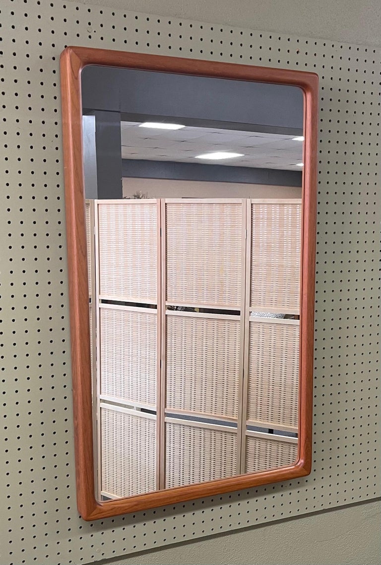 Midcentury Teak Shadow Box Mirror with Rounded Corners by Pedersen and ...