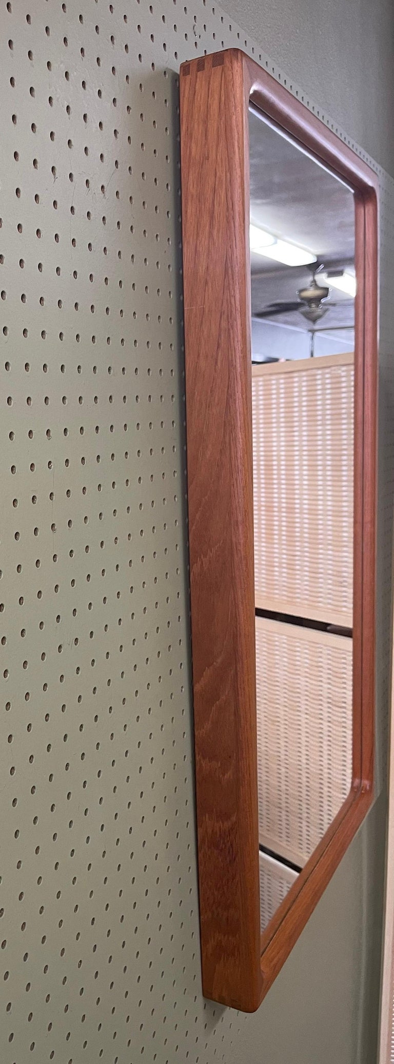 Midcentury Teak Shadow Box Mirror with Rounded Corners by Pedersen and ...