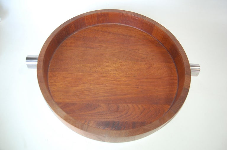Midcentury Teak Stainless Steel Salad Serving Bowl Cobblewood Lundtofte ...