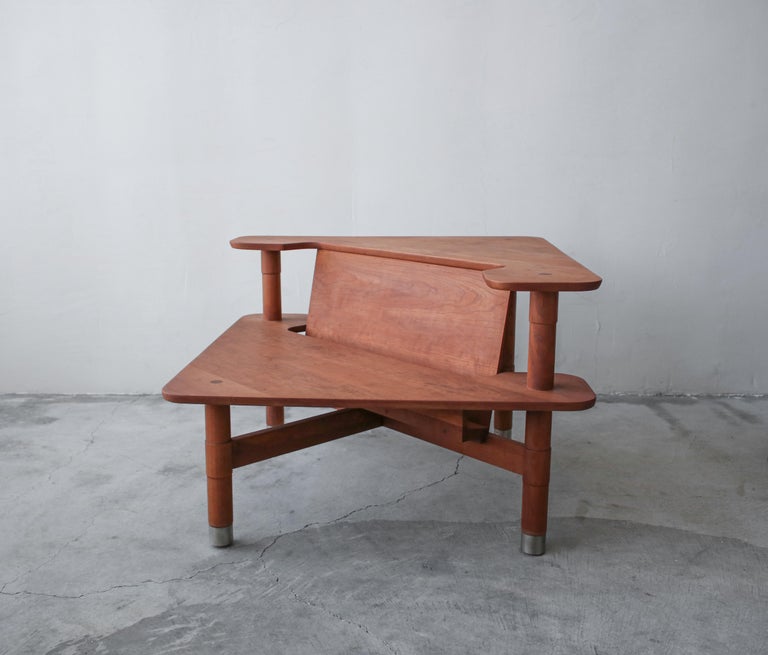 Midcentury Tiered Corner Magazine Table For Sale at 1stDibs