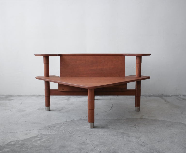 Midcentury Tiered Corner Magazine Table For Sale at 1stDibs
