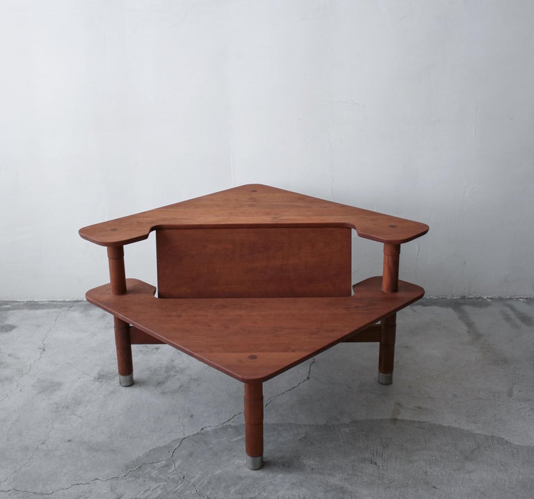 Midcentury Tiered Corner Magazine Table For Sale at 1stDibs