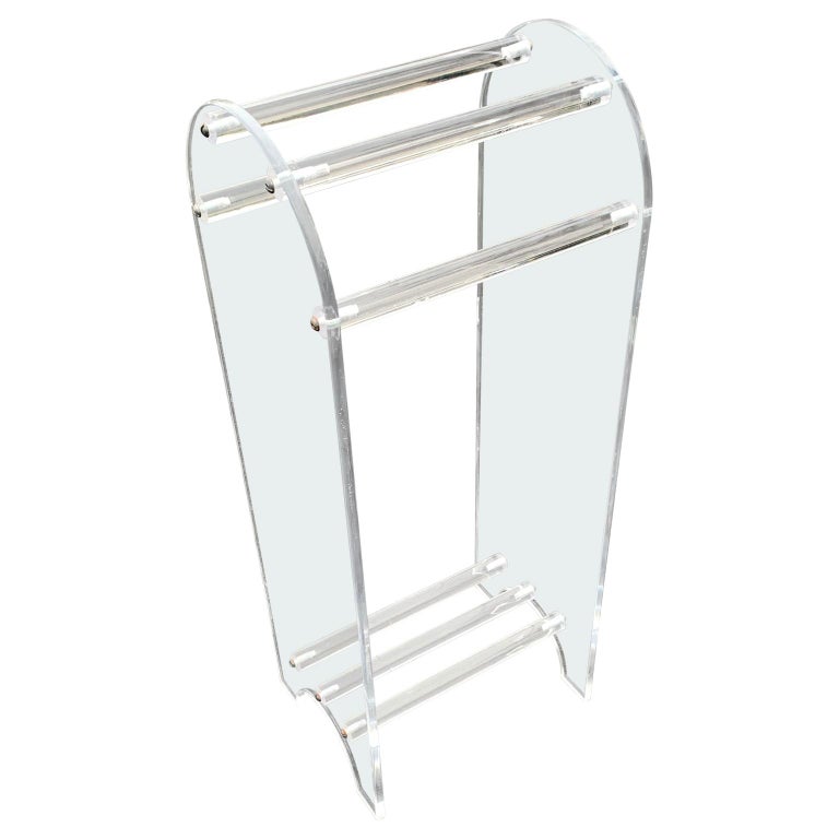 Midcentury Towel Rack of Thick Lucite at 1stDibs