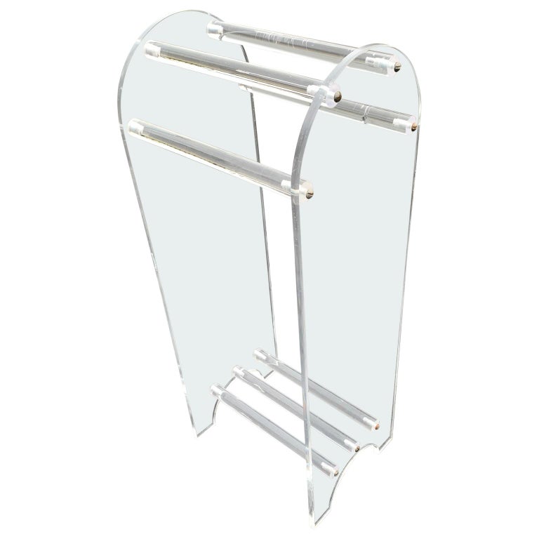 Midcentury Towel Rack of Thick Lucite at 1stDibs