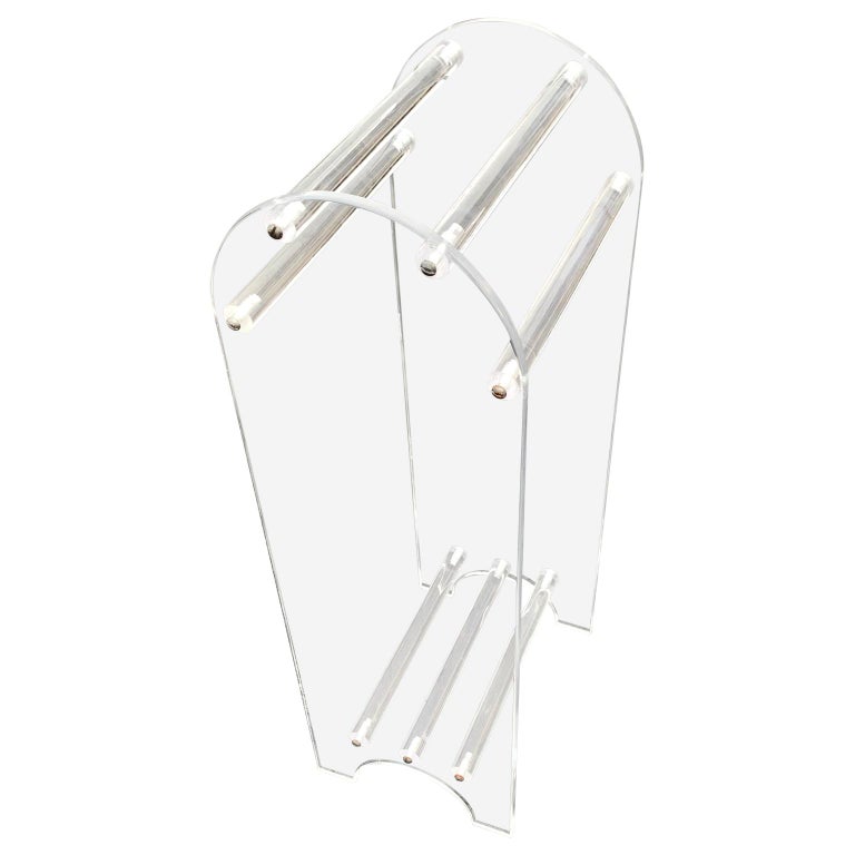 Midcentury Towel Rack of Thick Lucite at 1stDibs