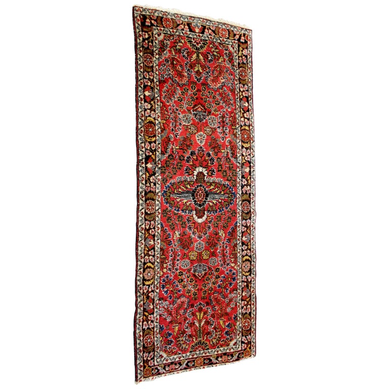 Midcentury Traditional Hand Knotted Wool Runner Rug For Sale at 1stDibs