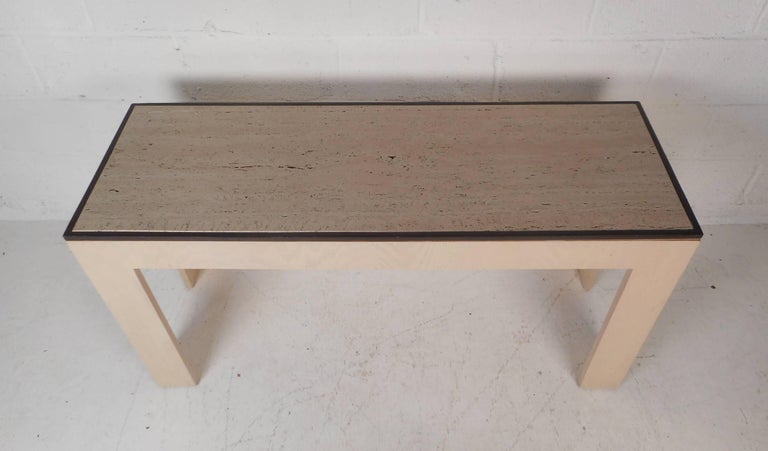Midcentury Travertine Top Console Table For Sale at 1stDibs