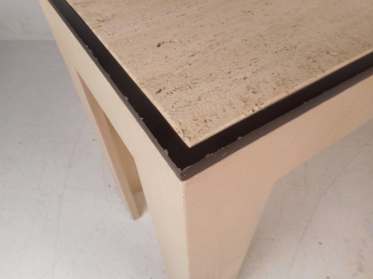 Midcentury Travertine Top Console Table For Sale at 1stDibs