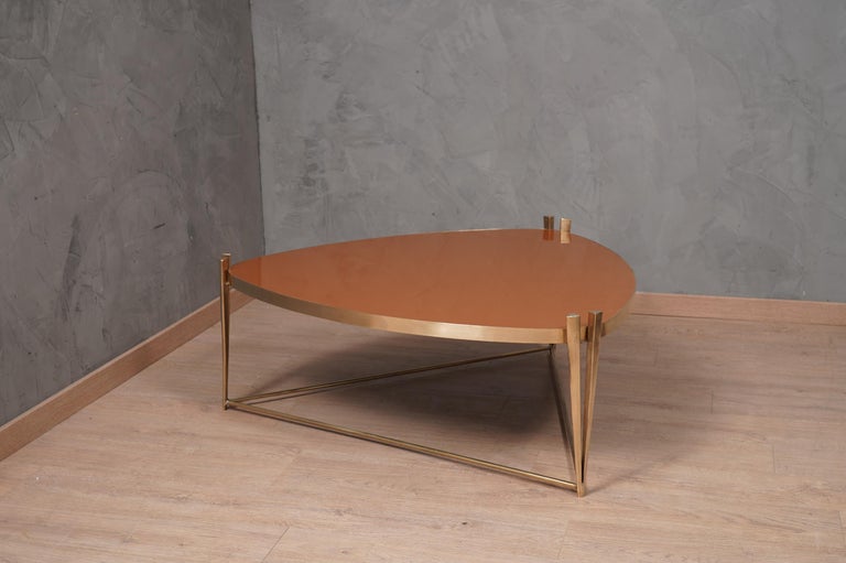 MidCentury Triangular Brass and Glass Italian Sofa Table, 1970 For Sale ...