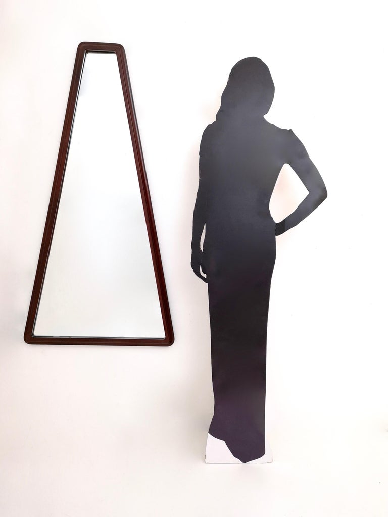Mid-Century Triangular Mirror with a Molded Solid Walnut Frame, Italy ...