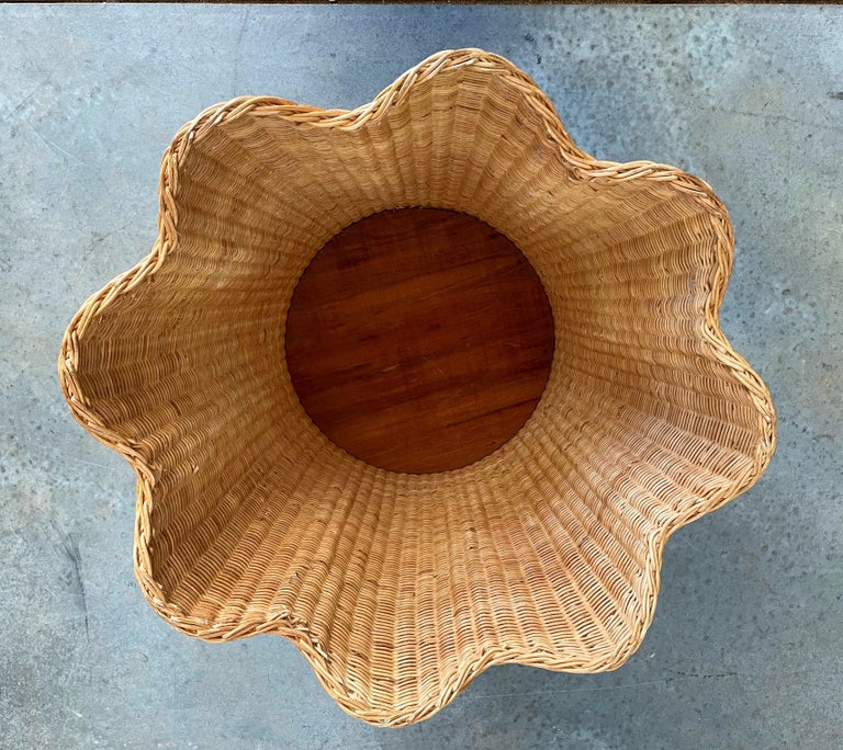 Midcentury Trompe L'oeil Draped Wicker Ghost Table, Circa 1970s at 1stDibs