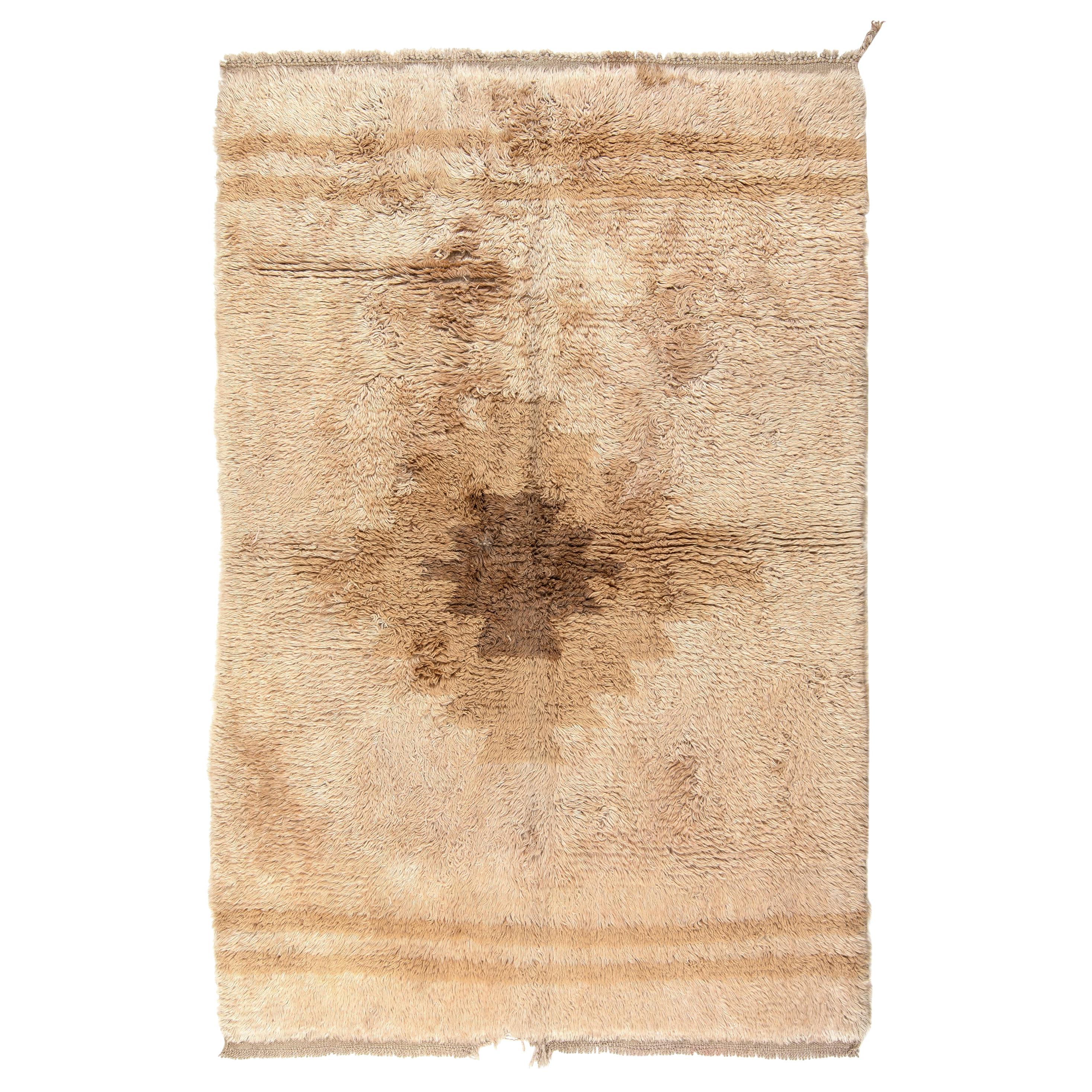 3.7x8.4 Minimalist Mid-Century "Shepherd's Tulu" Rug. 100% Natural ...