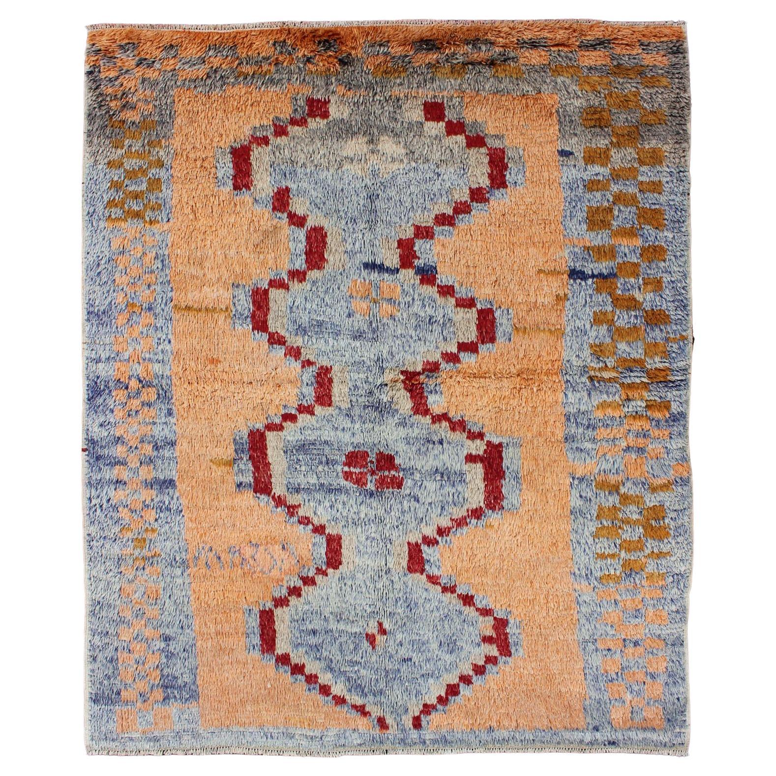 Tribal Turkish Konya Rug with Diamond Design in Beautiful Royal Red ...