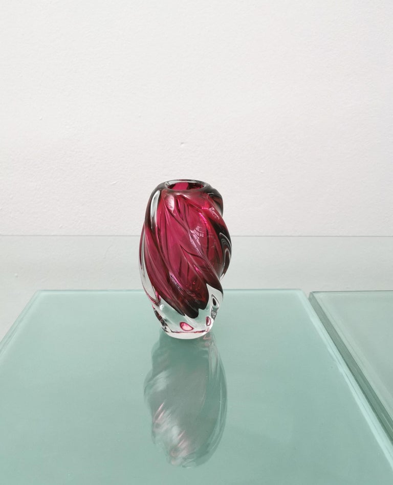 Midcentury Vase Crystal Glass Decorative Object Czechoslovakian Design ...