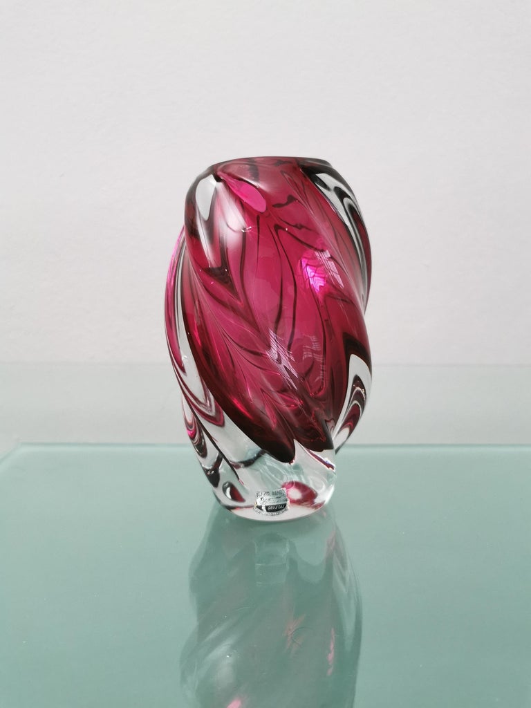 Midcentury Vase Crystal Glass Decorative Object Czechoslovakian Design ...
