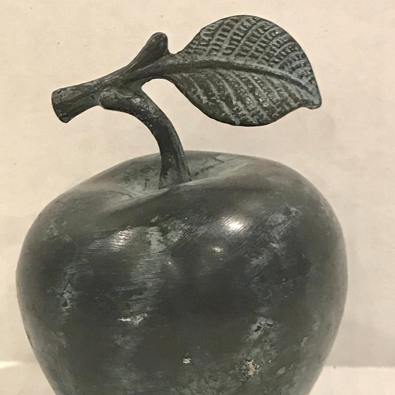 Midcentury Verdigris Bronze Apple Sculpture at 1stDibs