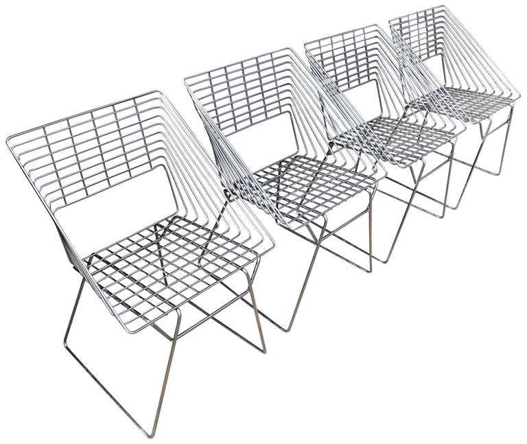 Midcentury Verner Panton Wire Cube Chrome Chairs at 1stDibs