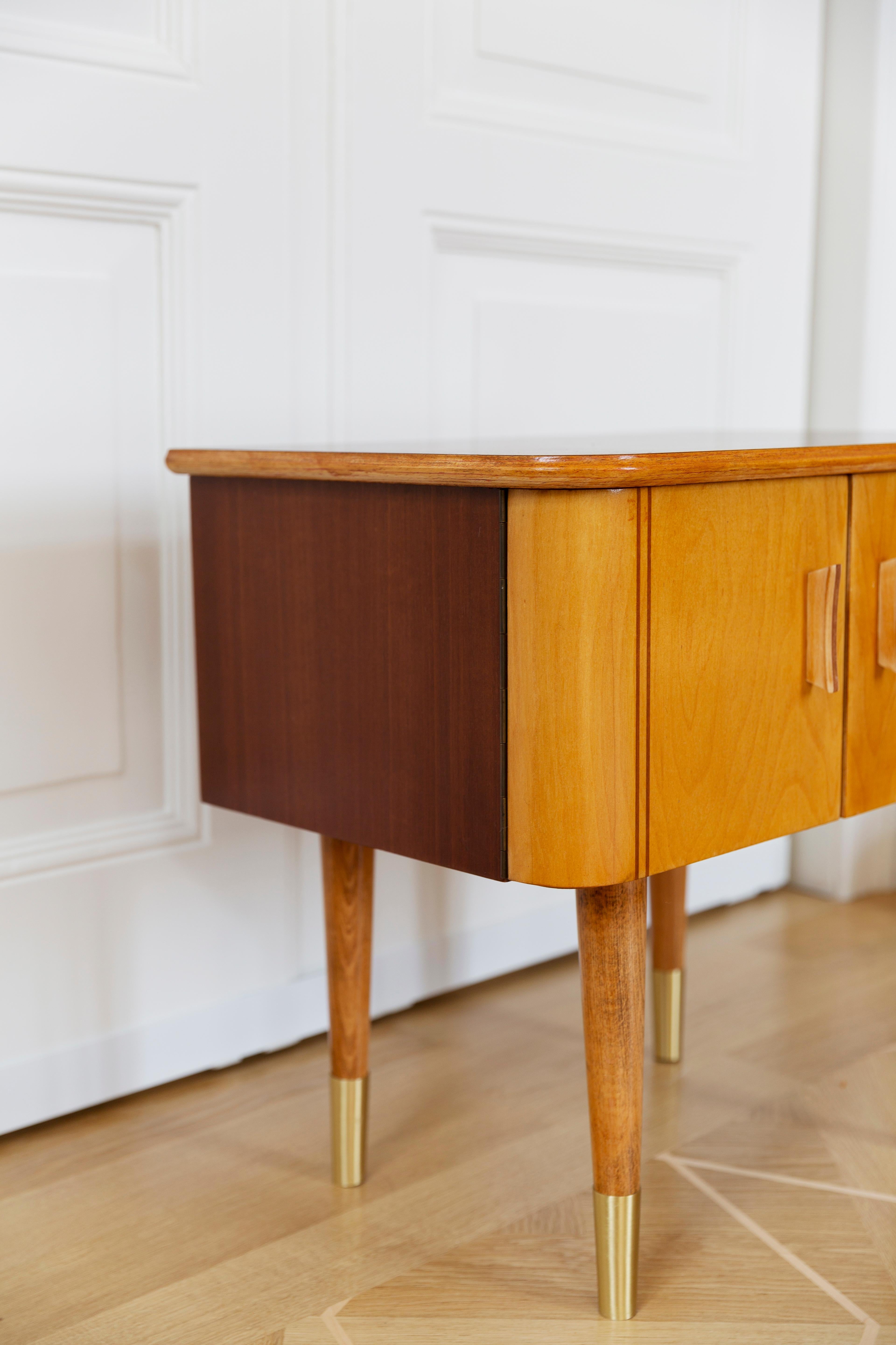 Mid-Century Vintage Mini Sideboard, Wood, Poland, 1960s For Sale at 1stDibs