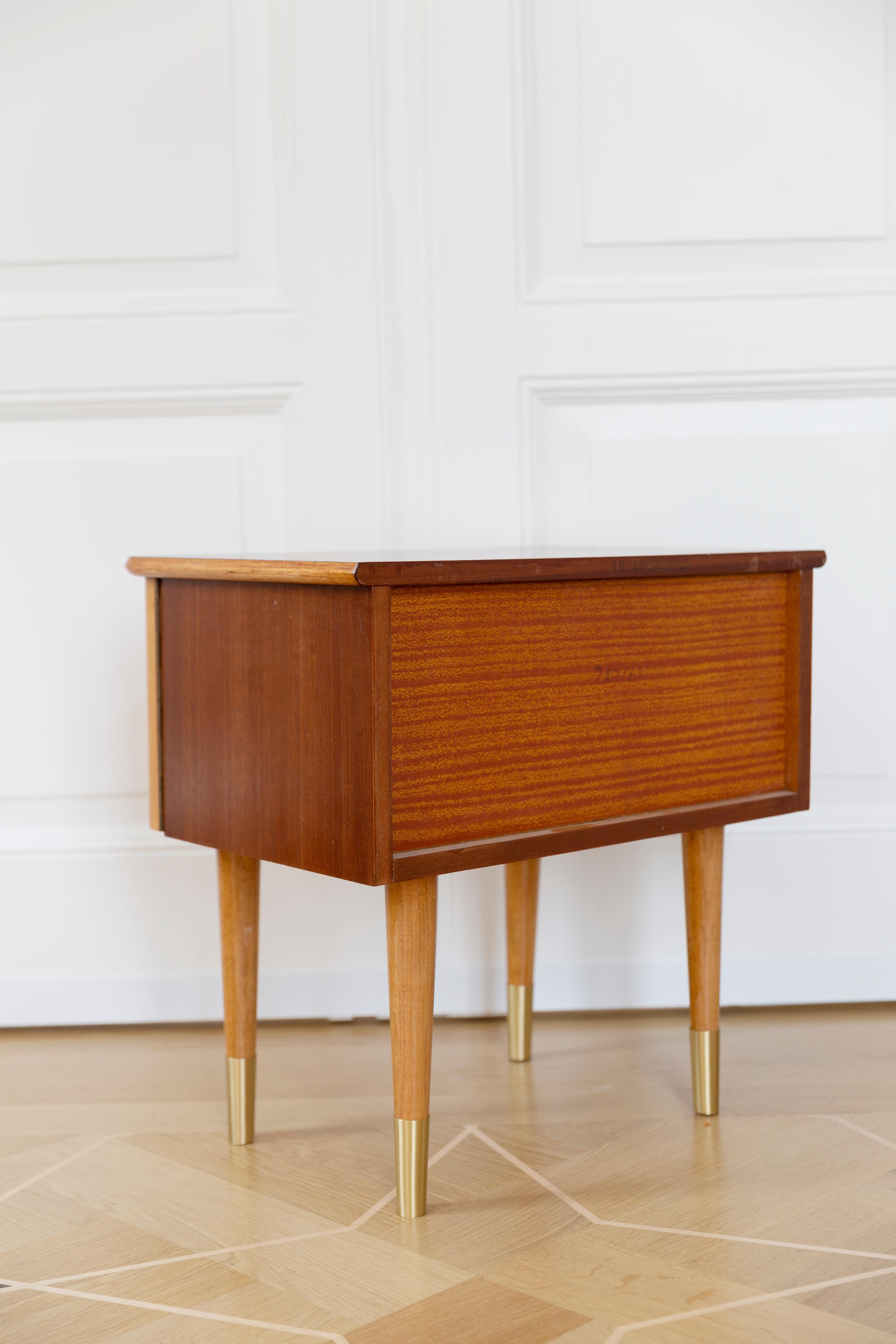 Mid-Century Vintage Mini Sideboard, Wood, Poland, 1960s For Sale at 1stDibs