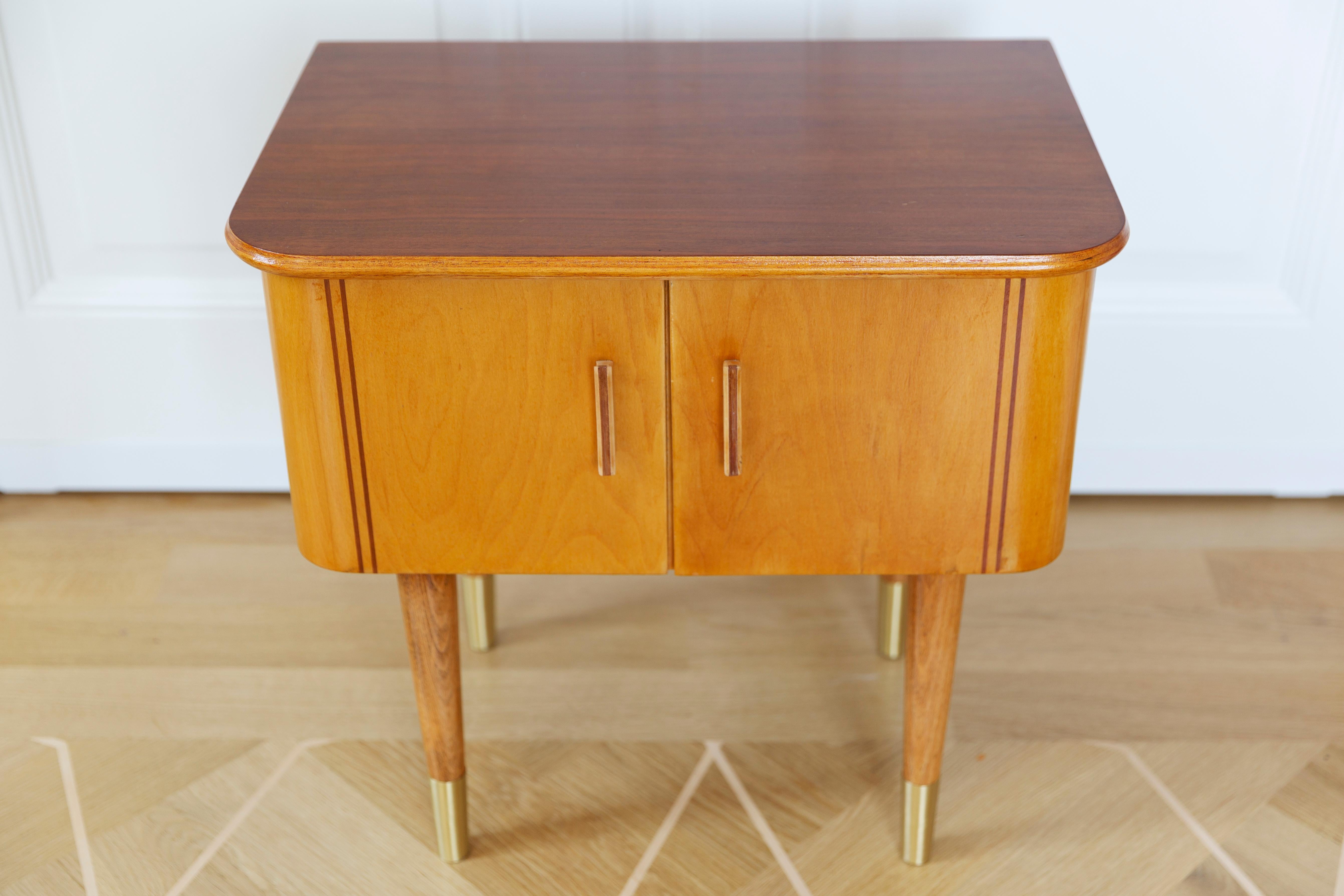 Mid-Century Vintage Mini Sideboard, Wood, Poland, 1960s For Sale at 1stDibs