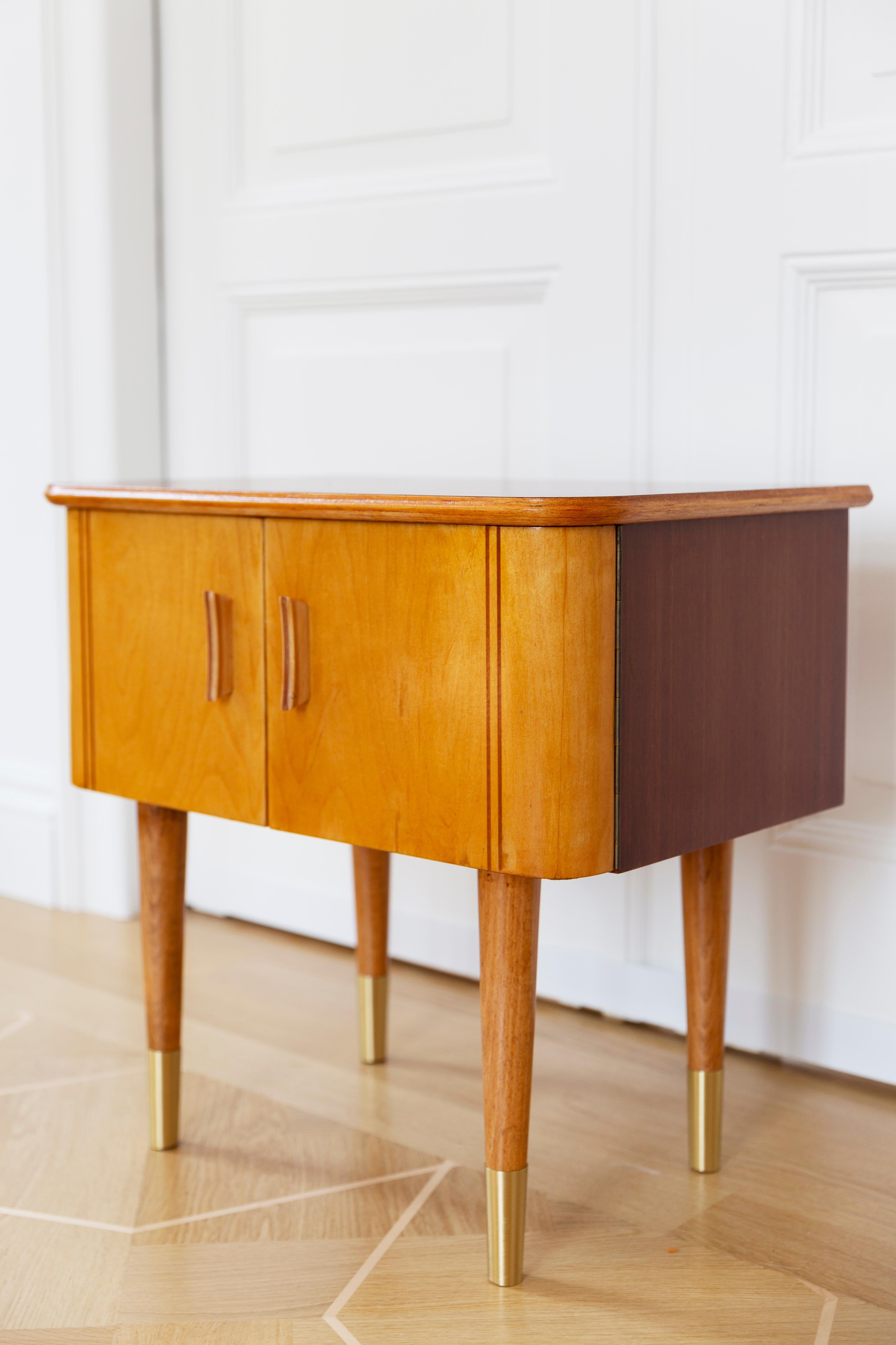 Mid-Century Vintage Mini Sideboard, Wood, Poland, 1960s For Sale at 1stDibs