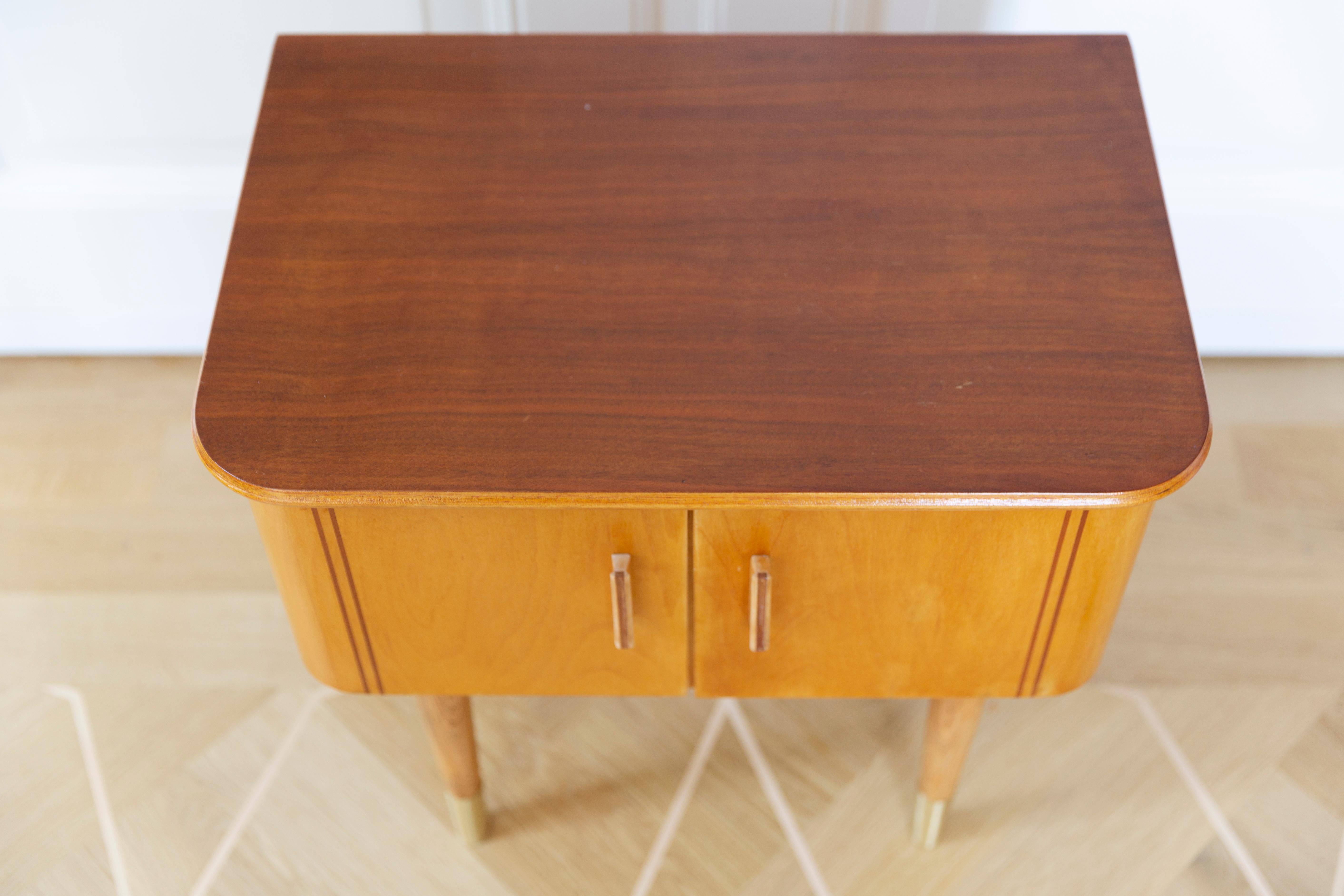 Mid-Century Vintage Mini Sideboard, Wood, Poland, 1960s For Sale at 1stDibs