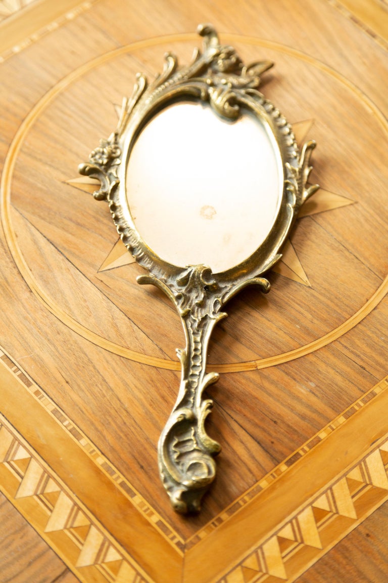Midcentury Vintage Old Gold Mini Mirror with Angels, Italy, 1960s For ...