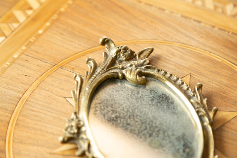 Midcentury Vintage Old Gold Mini Mirror with Angels, Italy, 1960s For ...