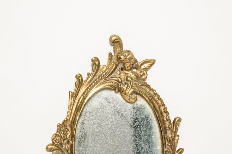 Midcentury Vintage Old Gold Mini Mirror with Angels, Italy, 1960s For ...