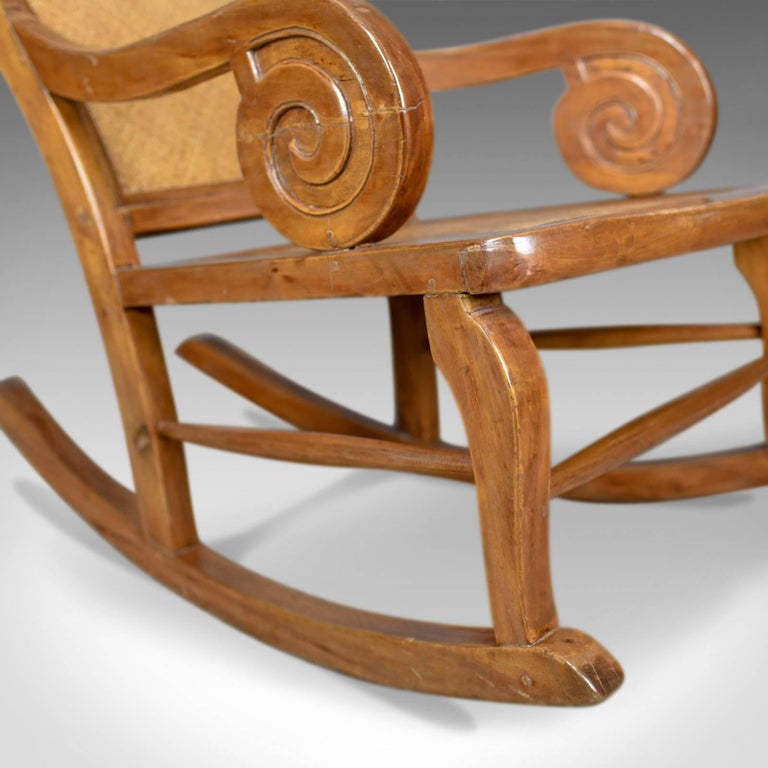 Midcentury Vintage Rocking Chair, Hardwood, Rattan, Recliner, circa ...