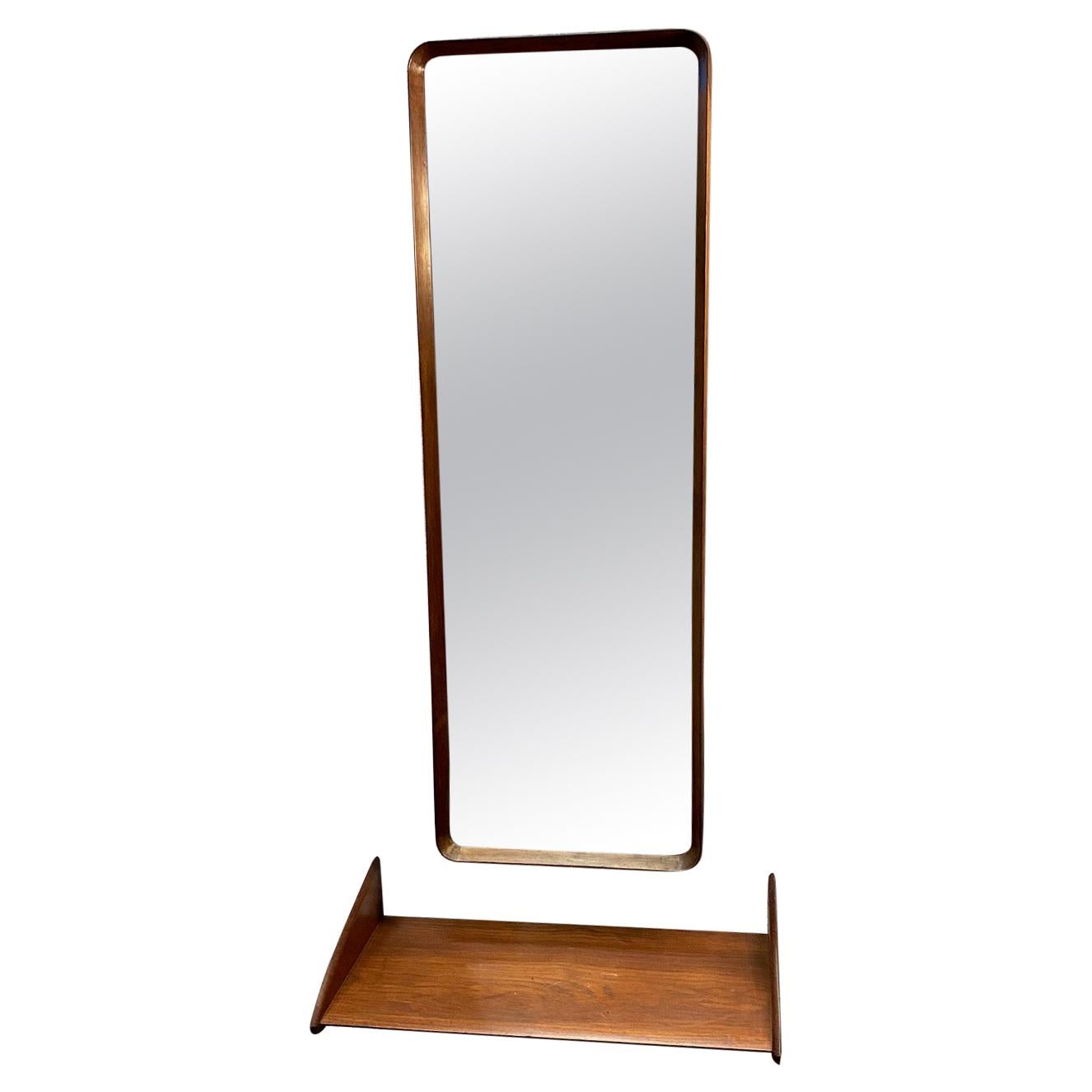 Midcentury Wall Hanging Mirror with Console Shelf by Th. Poss' Eftf ...