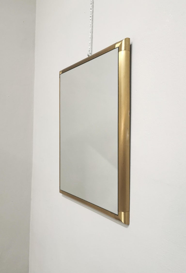 Midcentury Wall Mirror Solid Brass Rectangular Italian Design 1960s For ...