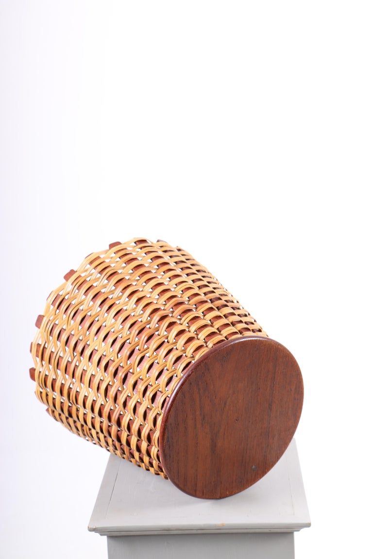 Midcentury Waste Bin in Teak and Cane, Made in Denmark, 1950s For Sale ...