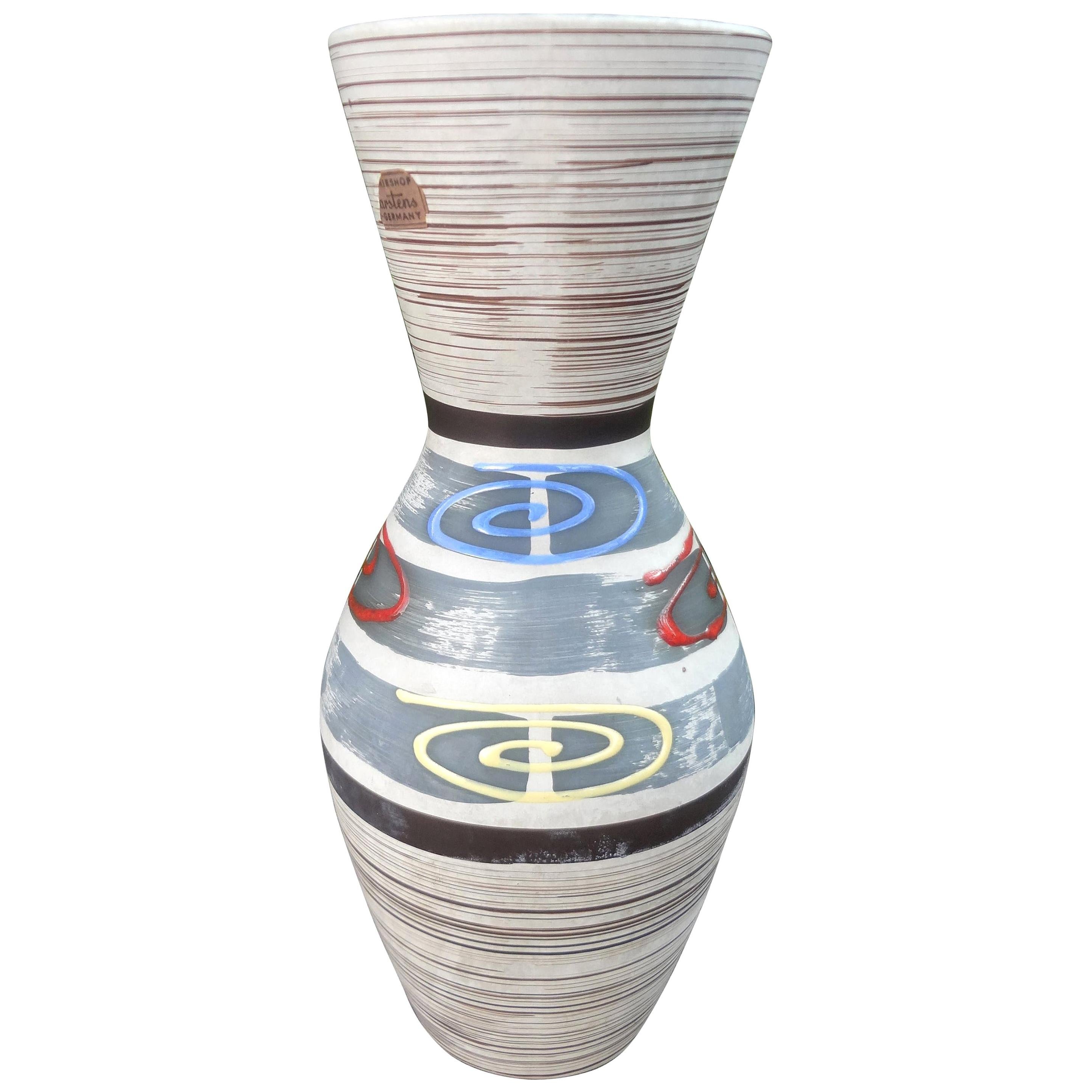 Large Mid-Century Modern West German Glazed Pottery Vase For Sale at ...