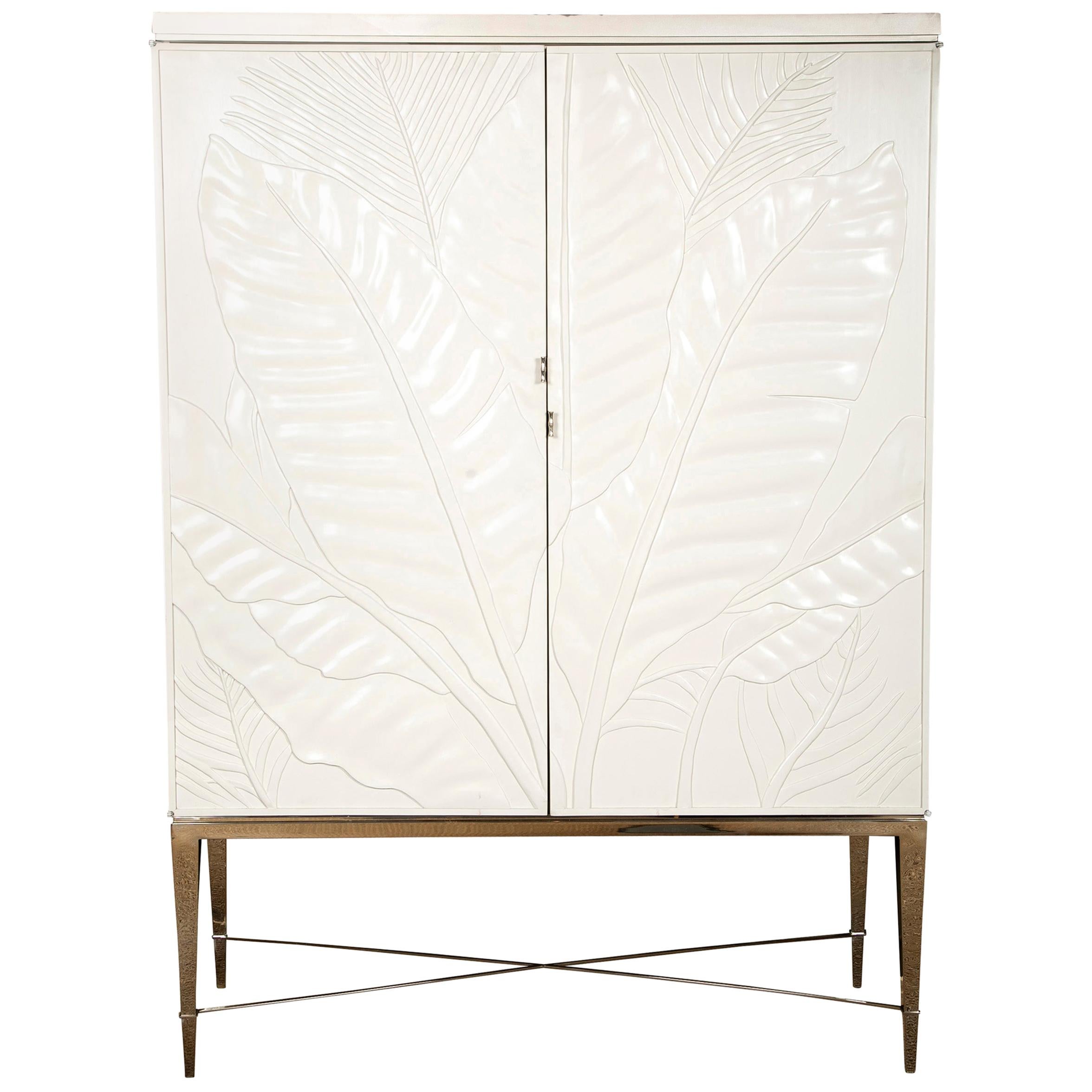 Midcentury White Lacquered Bar Cabinet at 1stDibs