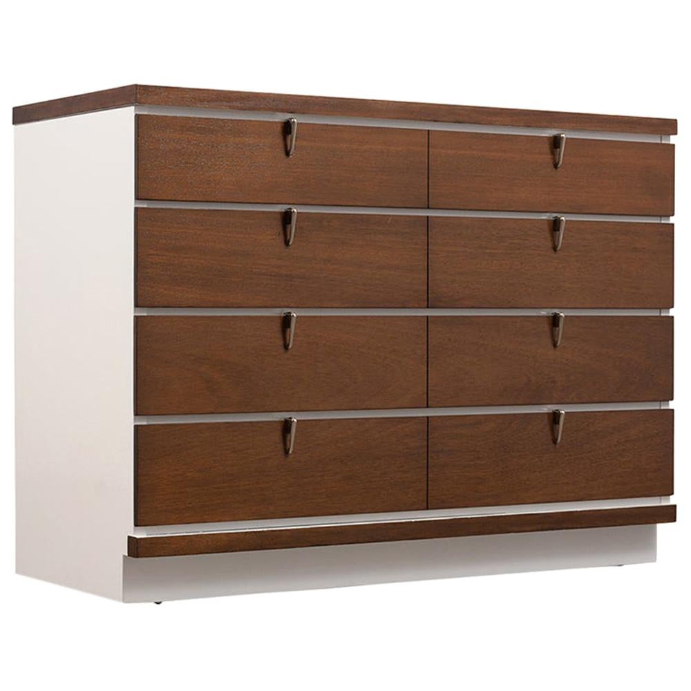 Mid-Century White Lacquer Nine Drawer Dresser by Bassett at 1stDibs