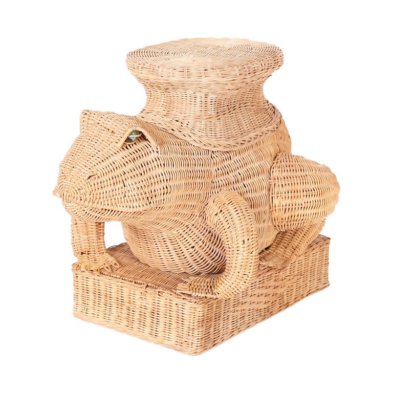 Midcentury Wicker Frog Stand or Seat at 1stDibs